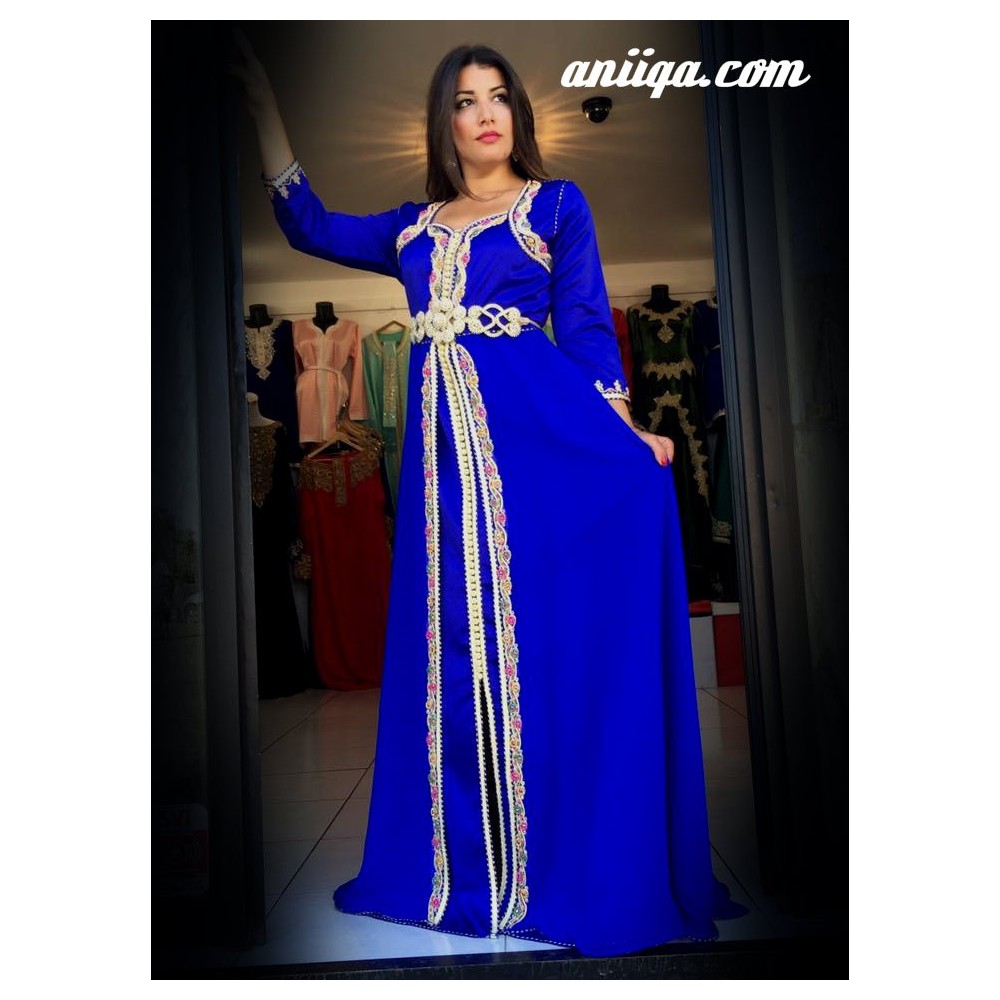 robe marocaine moderne bleu roi 2016/2017