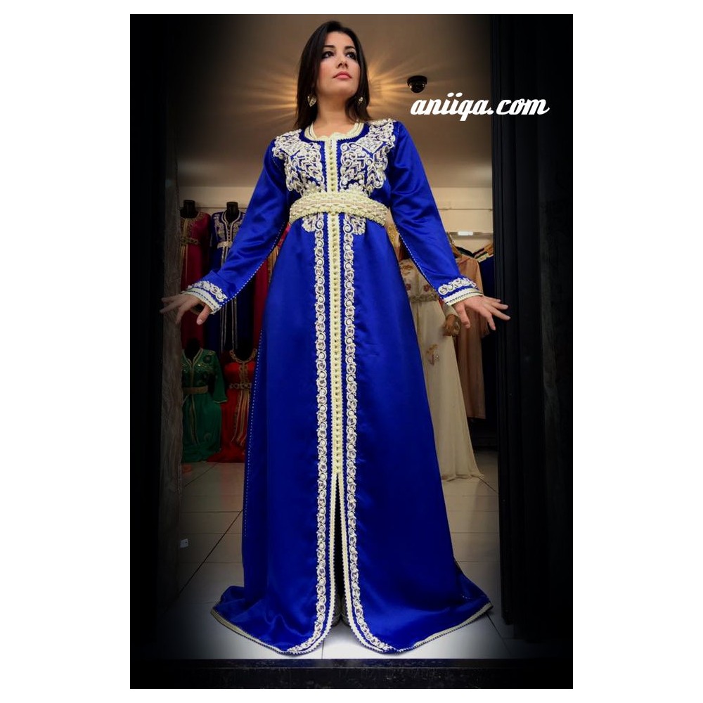 caftan simple bleu roi 2018.caftan simple a paris.caftan moderne paris