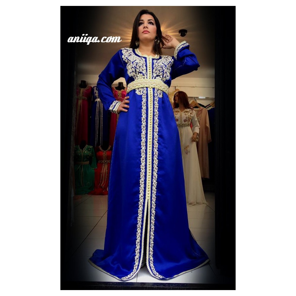caftan simple bleu roi 2018.caftan simple a paris.caftan moderne paris