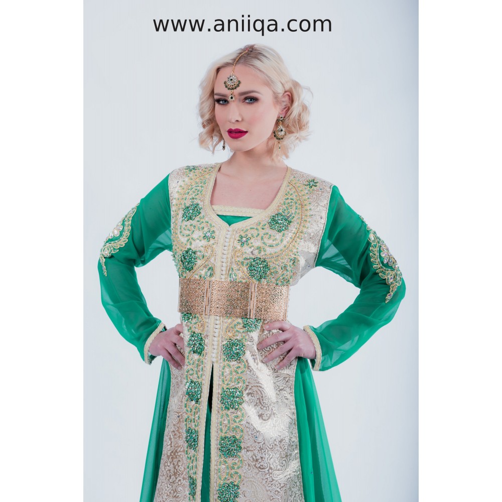 caftan de mariée 2018/2019 vert.caftan mariée a paris.caftan 2018