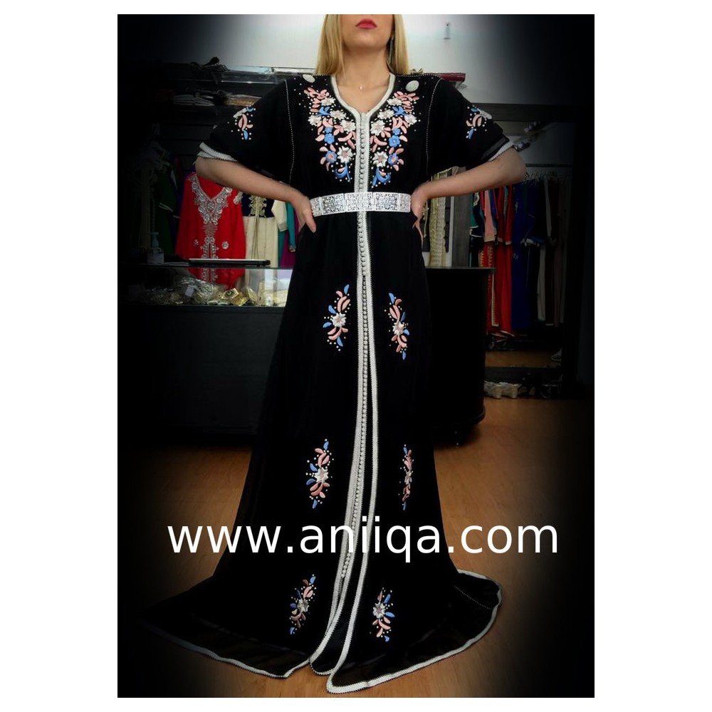 caftan marocain 2018 , takchita noir moderne en ligne pas cher.caftan